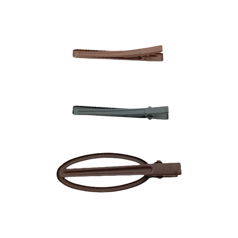 RETRO ENAMEL HAIR CLIPS - BROWN